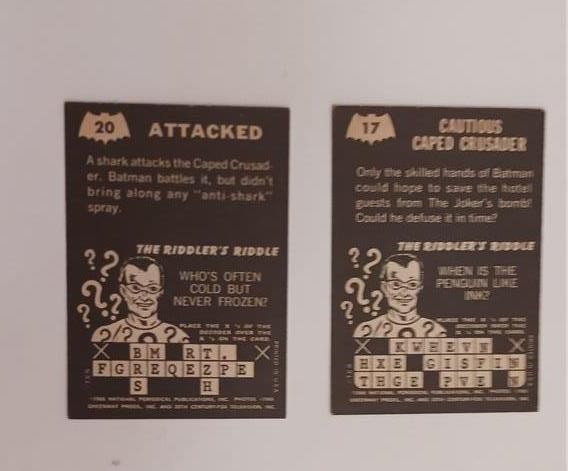 LOT 17 1966 BATMAN RIDDLER BACK NON SPORT CARDS #3 TO #35 EX COND JOKER ...