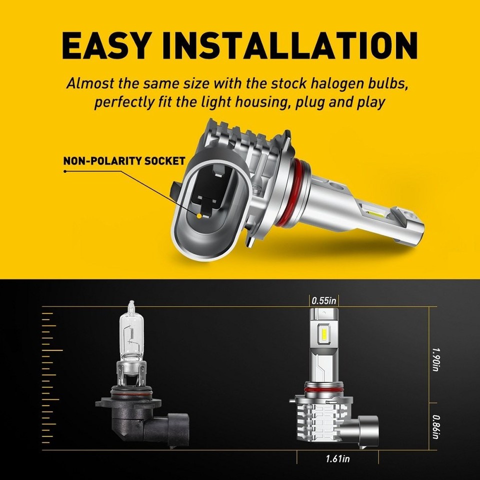 LED Bulb Fog Light 9005 Xenon HB3 White Bright 6500K Super Driving Lamp ...