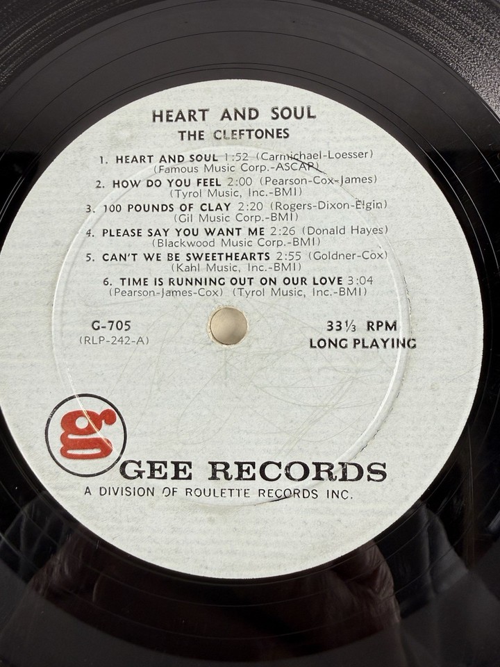 THE CLEFTONES — “Heart And Soul” Rare Original 1961 Gee Doo Wop LP, GLP ...