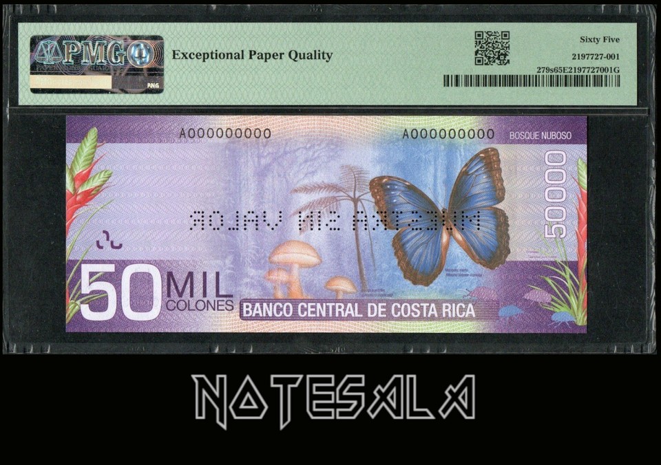 COSTA RICA 50000 50,000 COLONES 2009 P-279s PMG 65 EPQ GEM UNC SPECIMEN ...