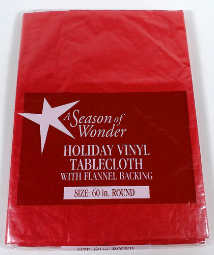 Vintage Table Cloth Round Red 60" Flannel Back TableCloth Grandma Core ...