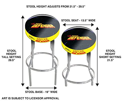 ARCADE1UP Stool Adjustable Height 21.5 inches to 29.5 inches Defender ...