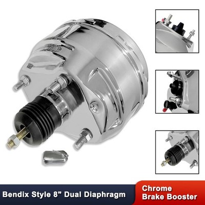 8" Dual Diaphragm Universal Bendix Style Brake Booster Chrome Finish ...