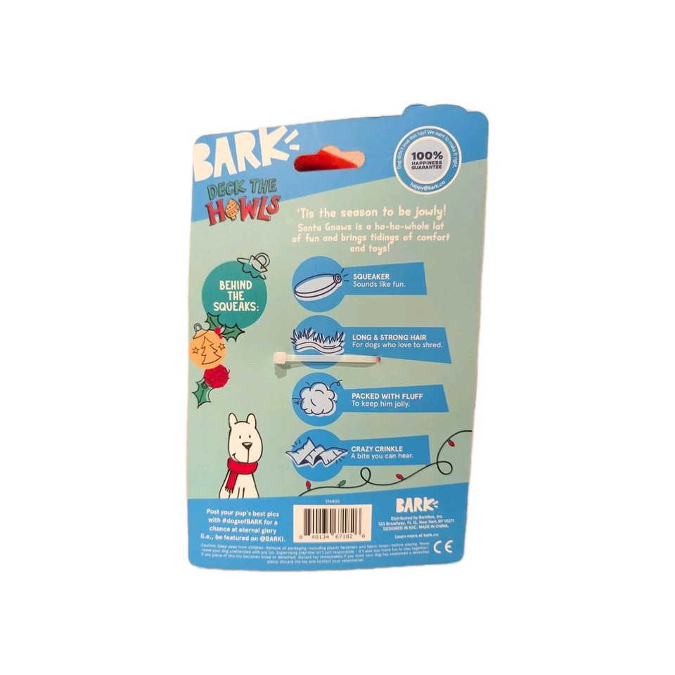Bark Deck The Howls Santa Gnaws Squeaker Dog Toy Crinkle Squeaks All ...