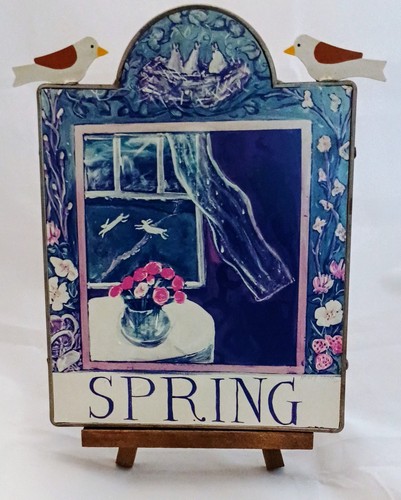 RARE Nancy Thomas Folk Art 1994 SPRING Wall Art Plaque Wood & Metal 9 ...