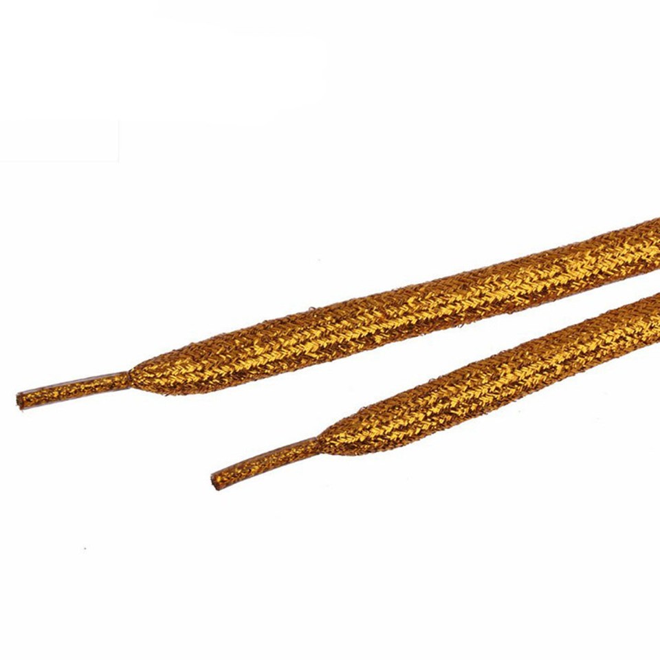 Shiny Gold Silver Shoelaces Sparkly Glitter Flat Shoelaces Shoe Laces ...