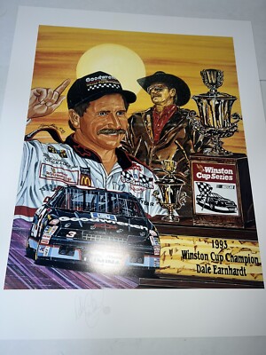 Dale Earnhardt Sr Autographed Sam Bass signed 24" X 27" Print - COA ...