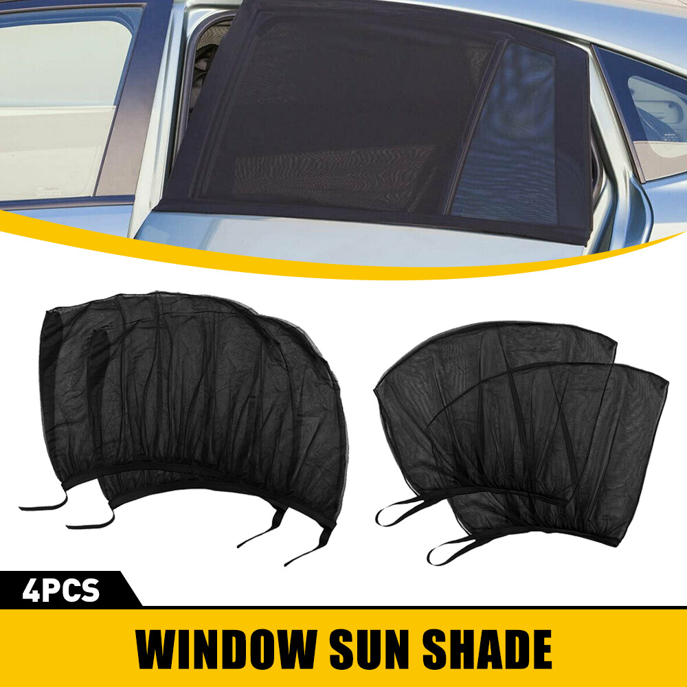 4x New Car Window Sun Shade Cover Mesh Shield UV Protection Nylon Mesh ...