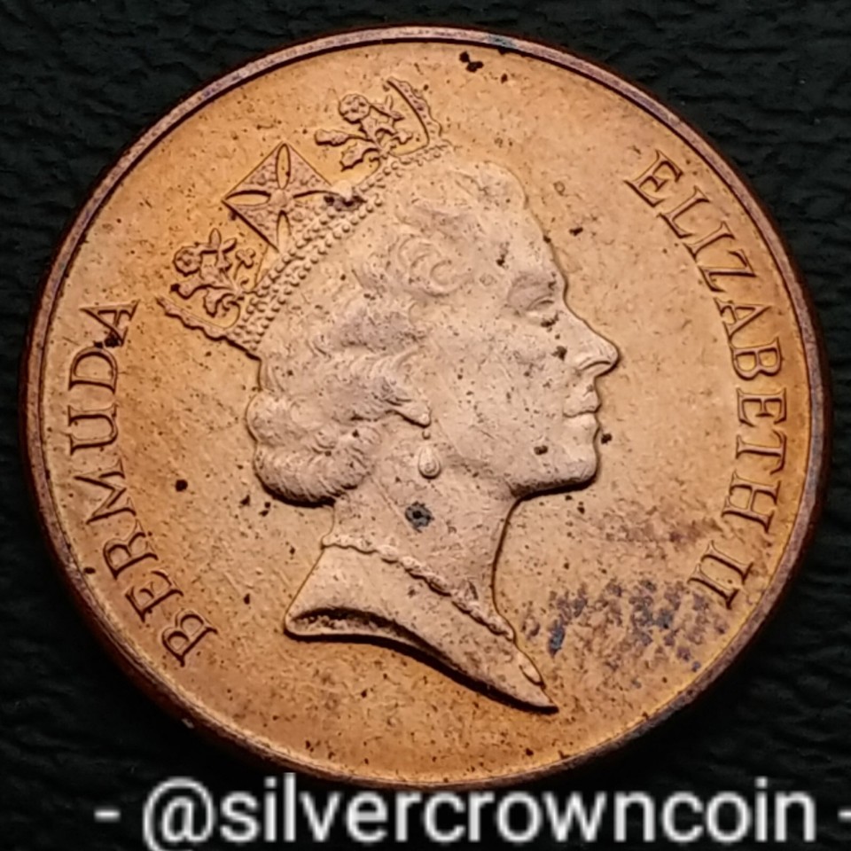 Bermuda 1 Cent 1997. KM#44b. One Penny coin. Elizabeth II. Wild Boar ...