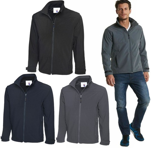 Adults Breathable Full Zip Soft Shell Jacket Mens Long Sleeves Plain ...