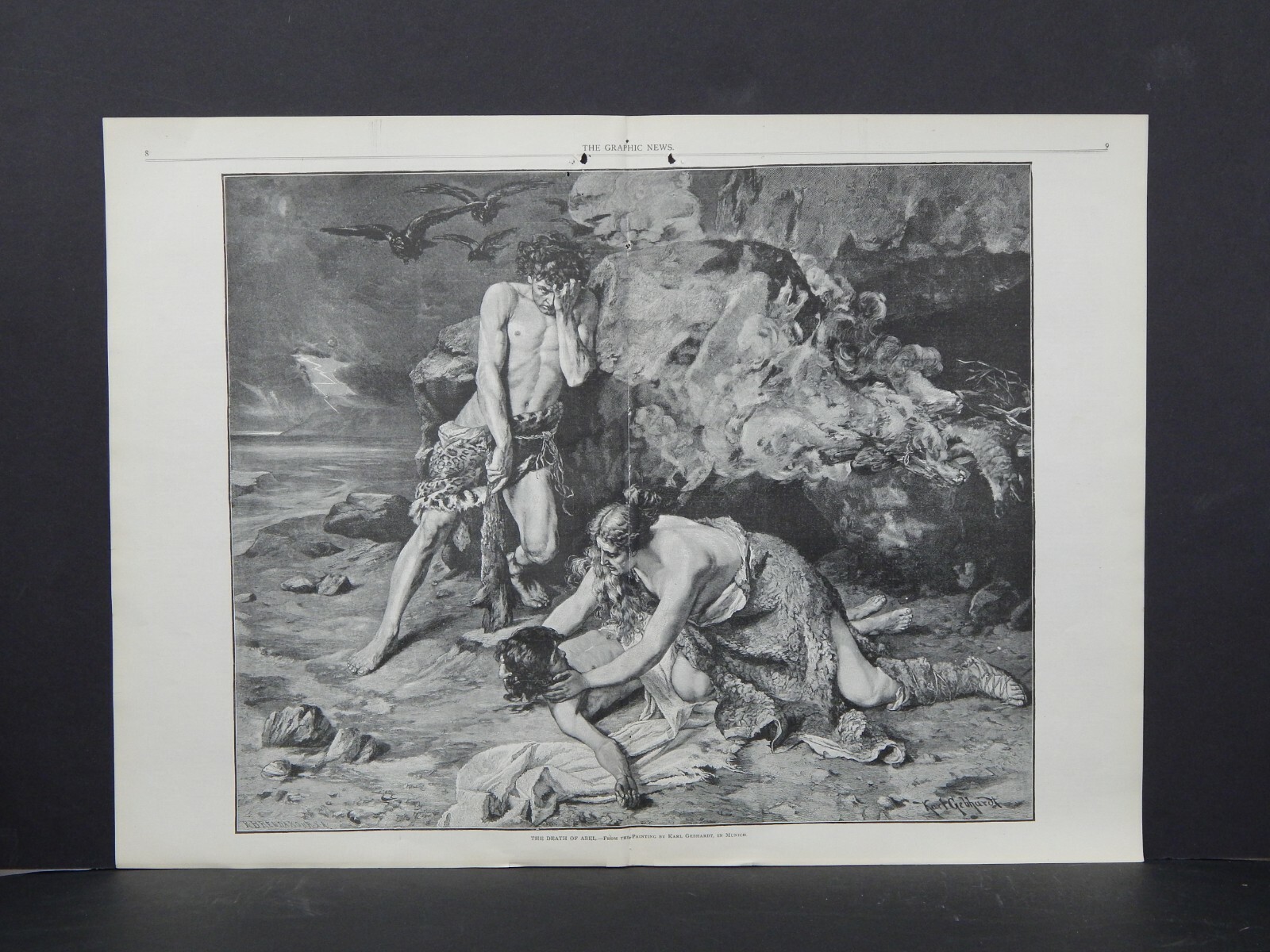 The Graphic, Double Page AA330 The Death of Abel-Painting by Karl ...
