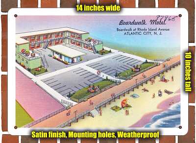 Metal Sign - New Jersey Postcard - Boardwalk Motel, Boardwalk at Rhode ...