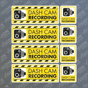 8 x Dash Cam Recording Stickers Sign Vinyl Decal CCTV In Car Video ...
