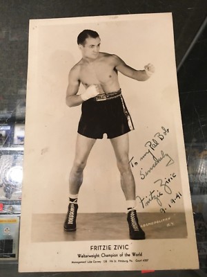 9/19 1941 FRITZIE ZIVIC PITTSBURGH WELTERWEIGHT BOXING SIGNED 5X8 PHOTO ...