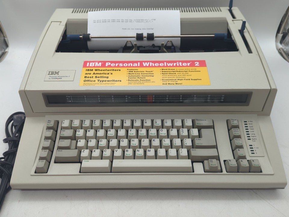 IBM Personal Wheelwriter 2 Electronic Typewriter - Works Great! | eBay