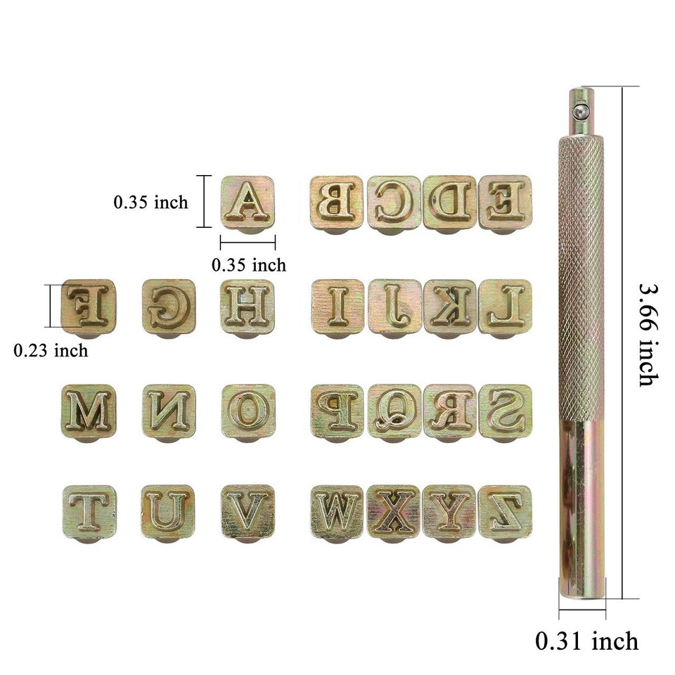 27 Pieces Leathercarft Stamping Tool Set, 26 Letters Alphabet Stamps ...