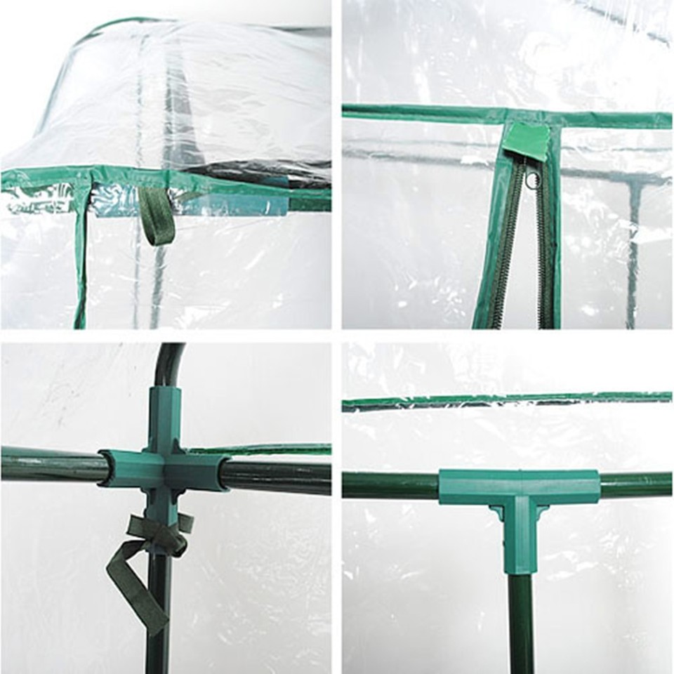 NEW WALK IN GREENHOUSE WITH DOUBLE SHELVES PVC PLASTIC COVER OUTDOOR ...