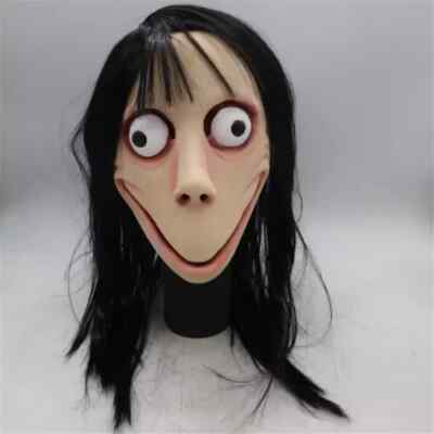 Scary Momo Craze Challenge Games Evil Latex Mask Long Hair Costume ...