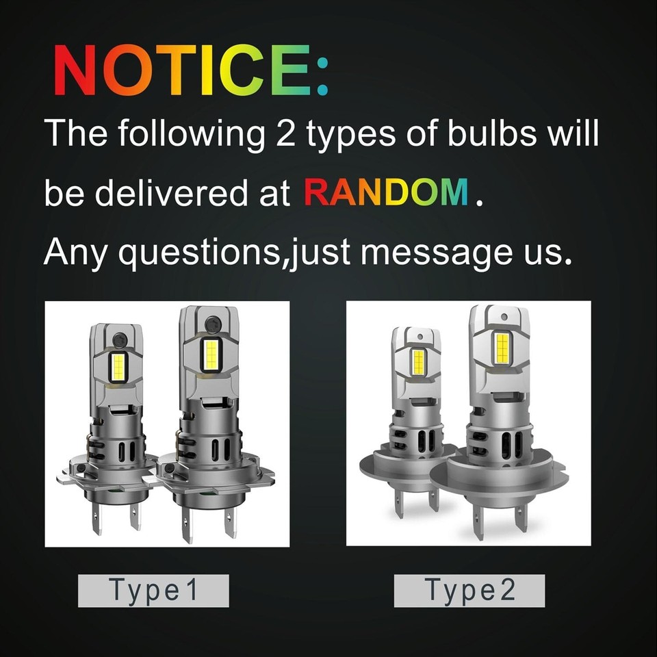 Superior Visibility 20000LM LED Headlight Bulbs - Mini Size, Waterproof ...