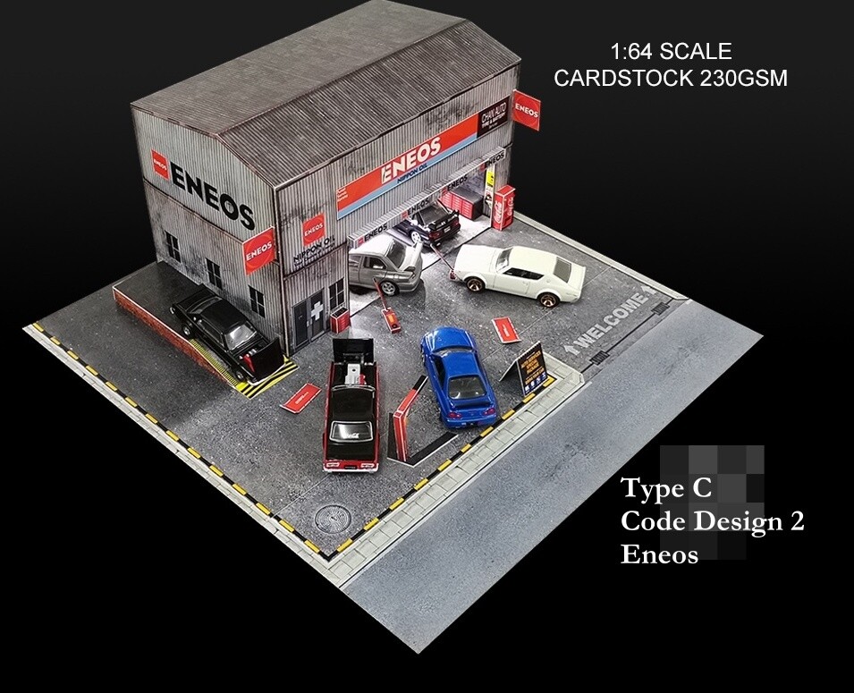 1:64 Scale Petrol Station/Gas Station Paper Diorama Building kits for ...