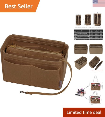 Felt Purse Organizer Insert with Metal Zipper - Handbag & Tote Shaper ...