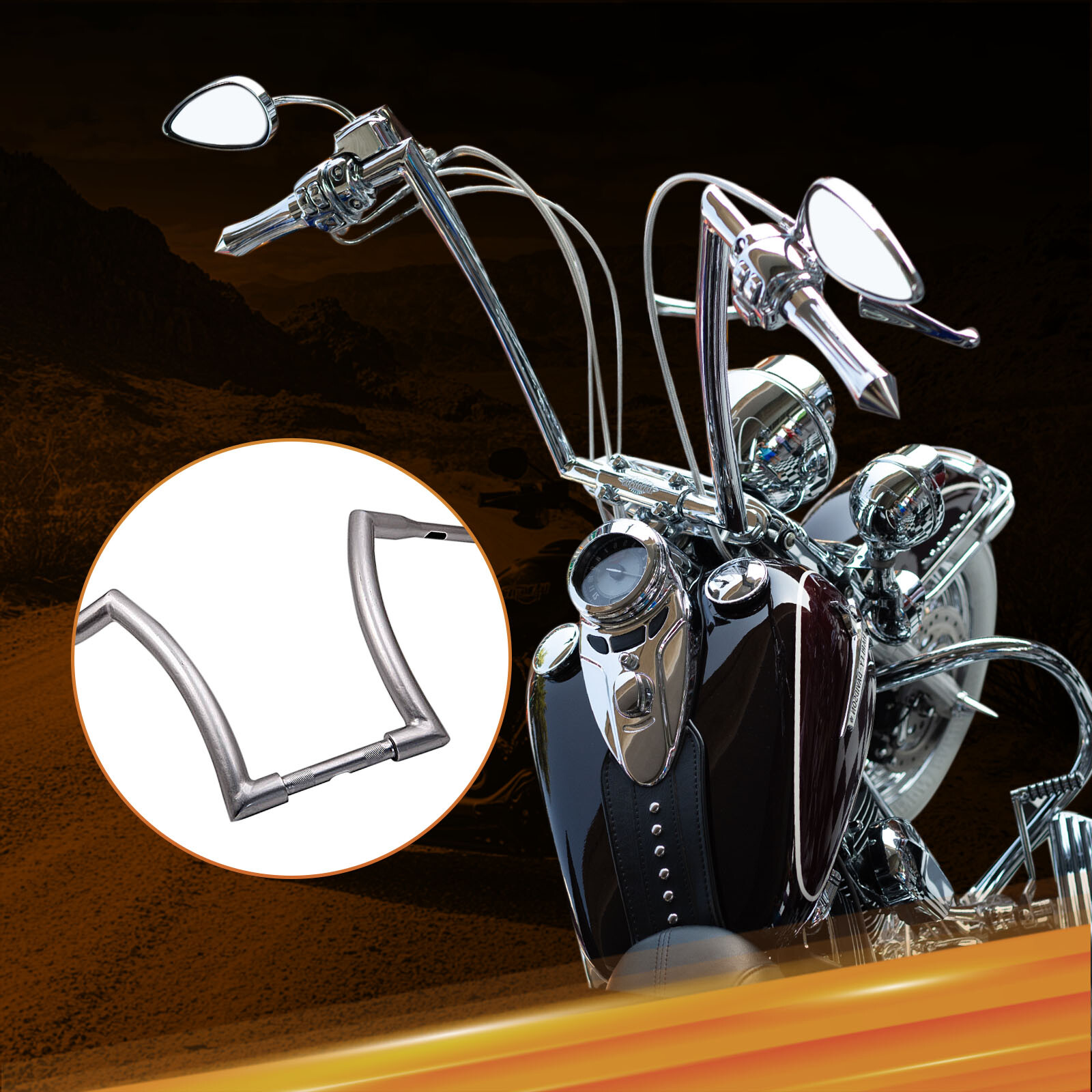 14" steel 1.5" Monkey Bar Ape Hanger Handlebar For Harley Touring FLH ...