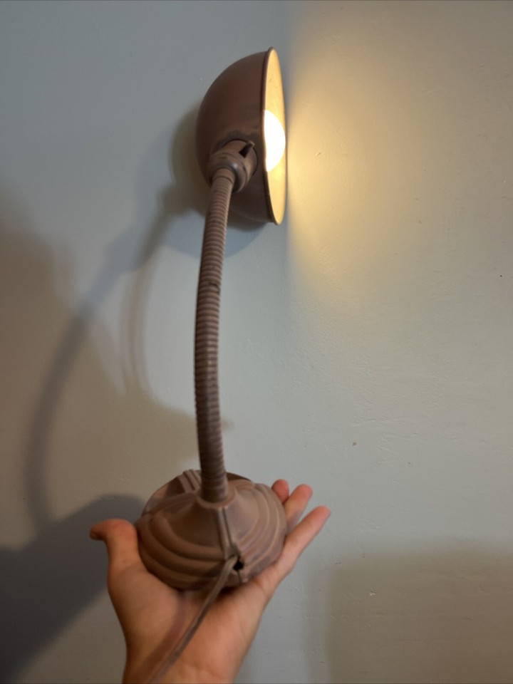 Vintage Rodale Art Deco Industrial Machine Age Gooseneck Lamp Cast Iron ...