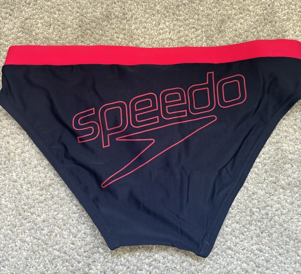 Men’s BNWT Speedo Blue with Pink Trim Briefs size 34” 🩲Swim Sun 🌞 ...