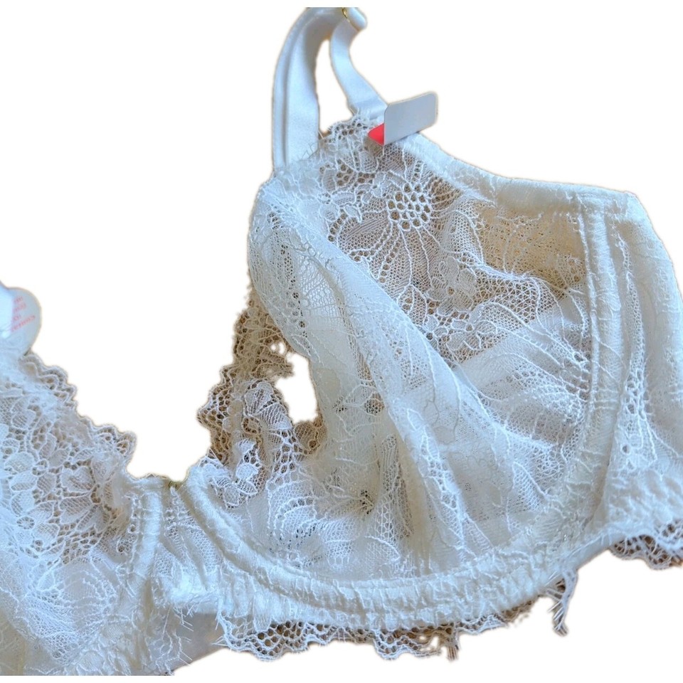 Size 12C PLUNGE BRA [ WHITE] Bra Women New GOLD TRIMS METAL | eBay ...