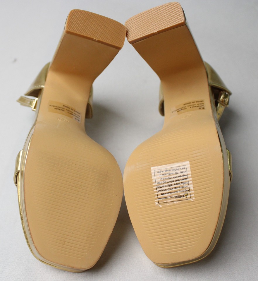 Fashion Nova Women's Lucky Stars Heeled Sandals JL3 Gold Size US:6.5 UK ...