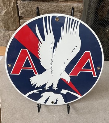 Vintage Style American Airlines AA Original Logo Round Porcelain Sign ...