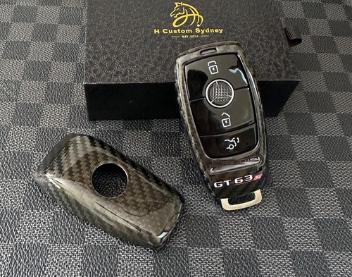 GT63S Genuine Carbon Fiber Keyring Key Fob Cover Package For Mercedes ...