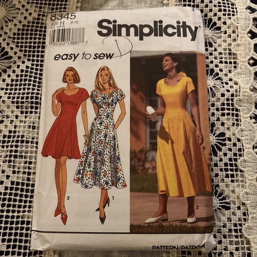 Simplicity 8345 EASY Misses Dress Scoop or Scallop Neck Size 6-10 | eBay