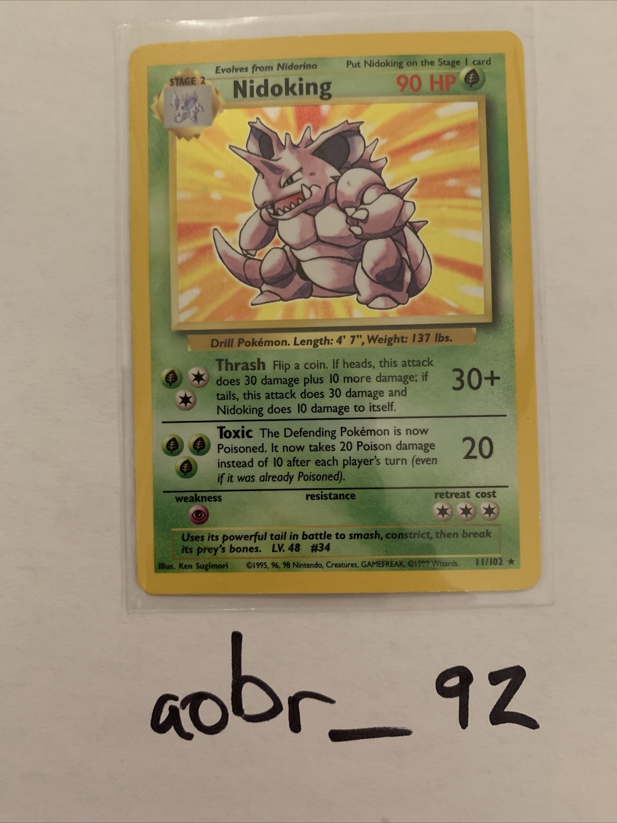 Nidoking Base Set Holo + Nidorino Base Set + Nidoran Base Set Pokémon ...