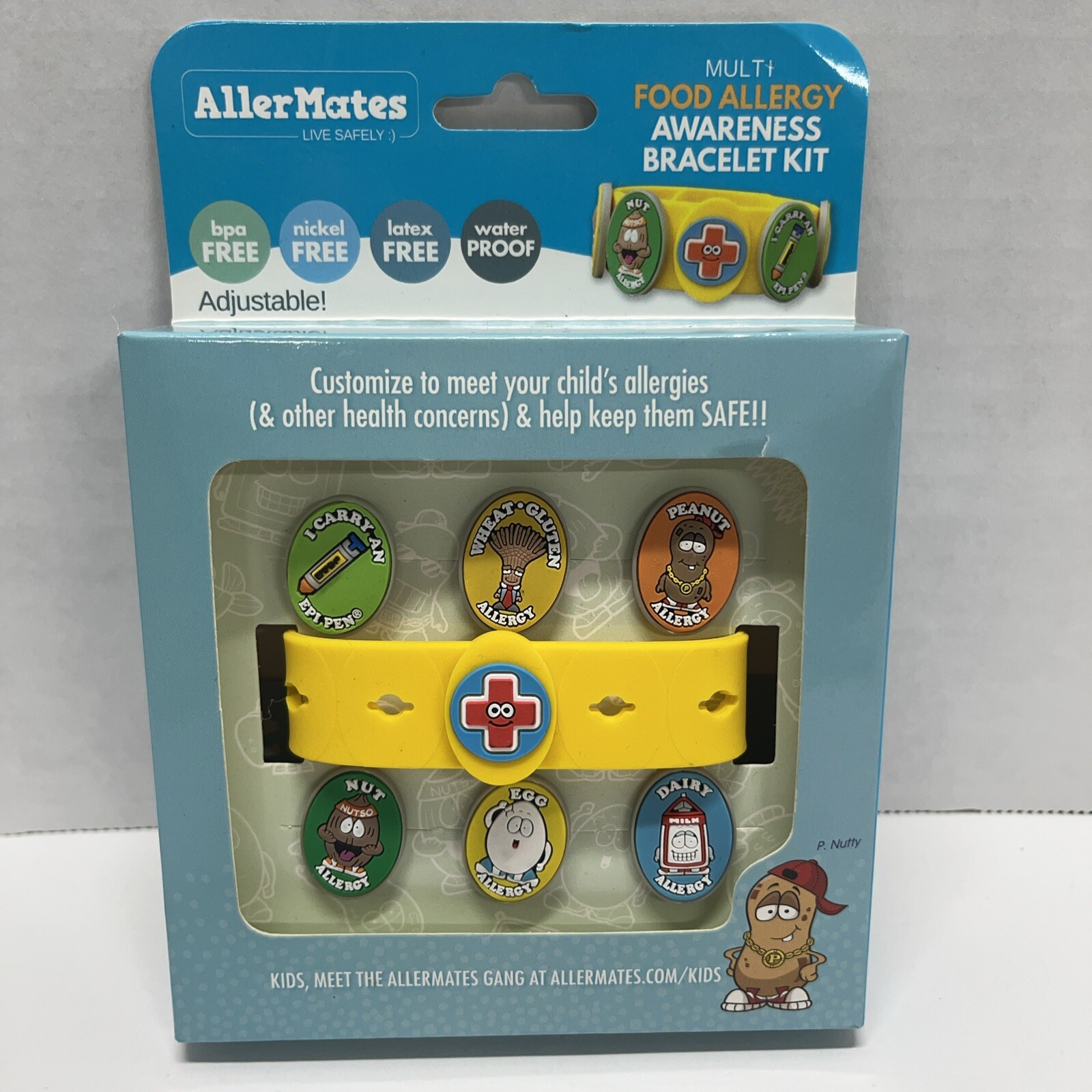 AllerMates Allergy Alert Wristband Bracelet 6 Charms Nut Dairy Egg ...