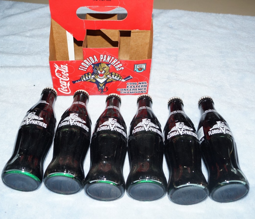 Coca Cola Pop Bottles Florida Panthers Hockey Champions NHL 1996 6 Pack ...