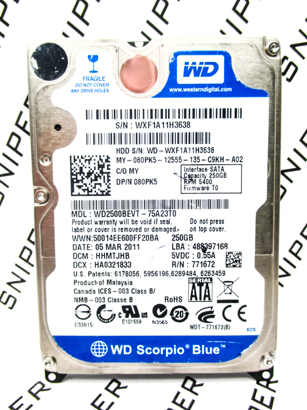 PCB - Western Digital 250GB WD2500BEVT-75A23T0 SATA 2061-771672-F04 AD ...