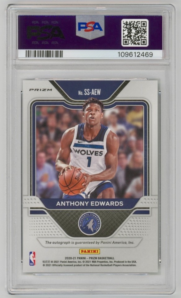 Anthony Edwards RC Auto Silver PSA 9 10 2020 Panini Prizm Sensational ...