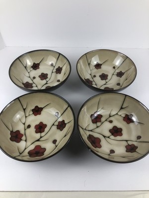 4 Pfaltzgraff Studio ASTER Soup Cereal Pasta Bowl Red Flower bowls 1 ...