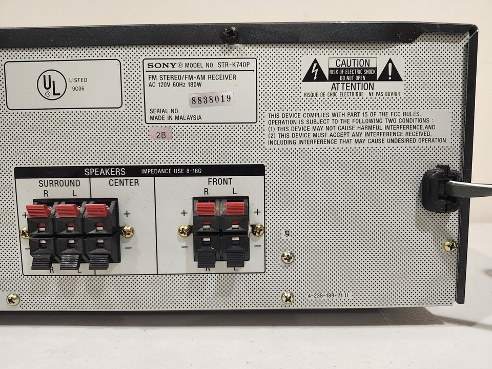 Sony STR-K740P AM FM Stereo Receiver Digital Audio Video Control Center ...