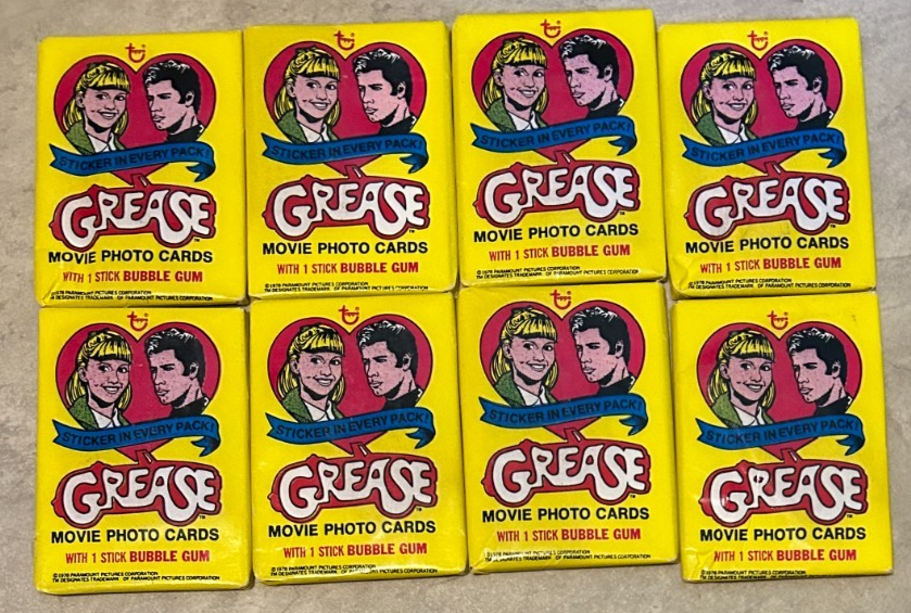 LOT 8 Topps 1978 Grease Movie Factory Sealed Wax Packs Series 1 Yellow ...