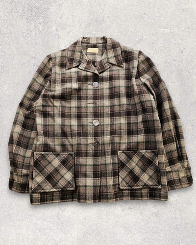 Vintage 1950s Pendleton 49er Jacket Grey Plaid Wool Made In USA Women's L | eBay