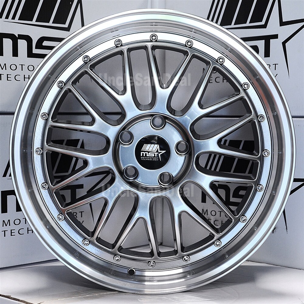 STAGGERED 5x114.3 19x8.5 19x9.5 +35 MST LEMAN HYPER BLACK MESH SILVER ...