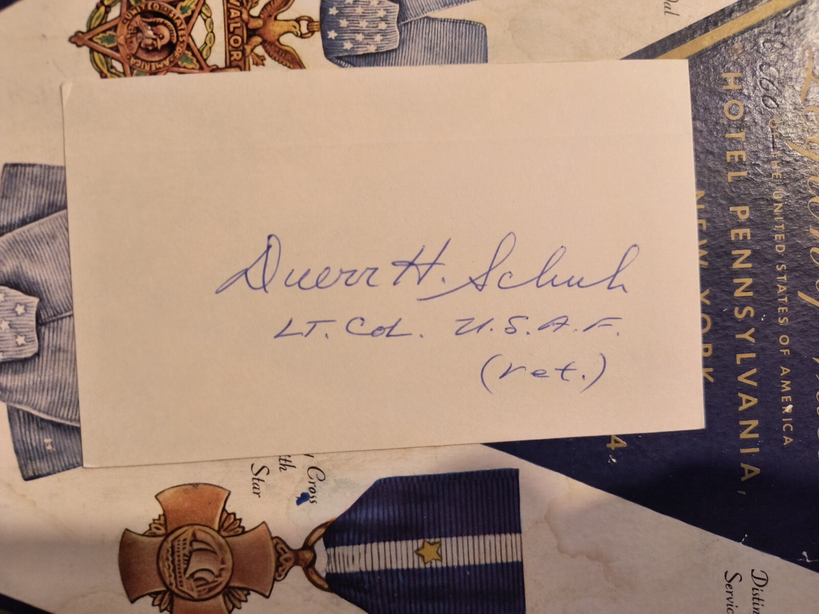 WWII Fighter Ace Lt. Col. DUERR H. SCHUH 5Vs 487th FS-352nd FG Signed ...