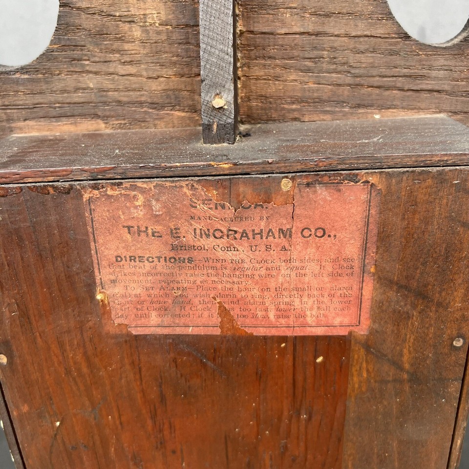 Old Antique Ingraham Seneca Lake Line Pressed Wooden Mantle Clock | eBay