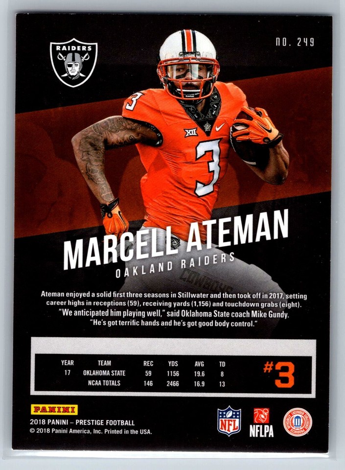 2018 Panini Prestige Marcell Ateman Rookie Oakland Raiders RC #249 | eBay
