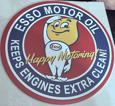 Esso Motor Oil Round Tin Sign , Used Reproduction Sign . Extra Clean ...