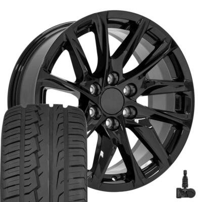 4875 Gloss Black 20 Inch Rims & 275/55r20 Tires Fit Cadillac GMC Chevy ...
