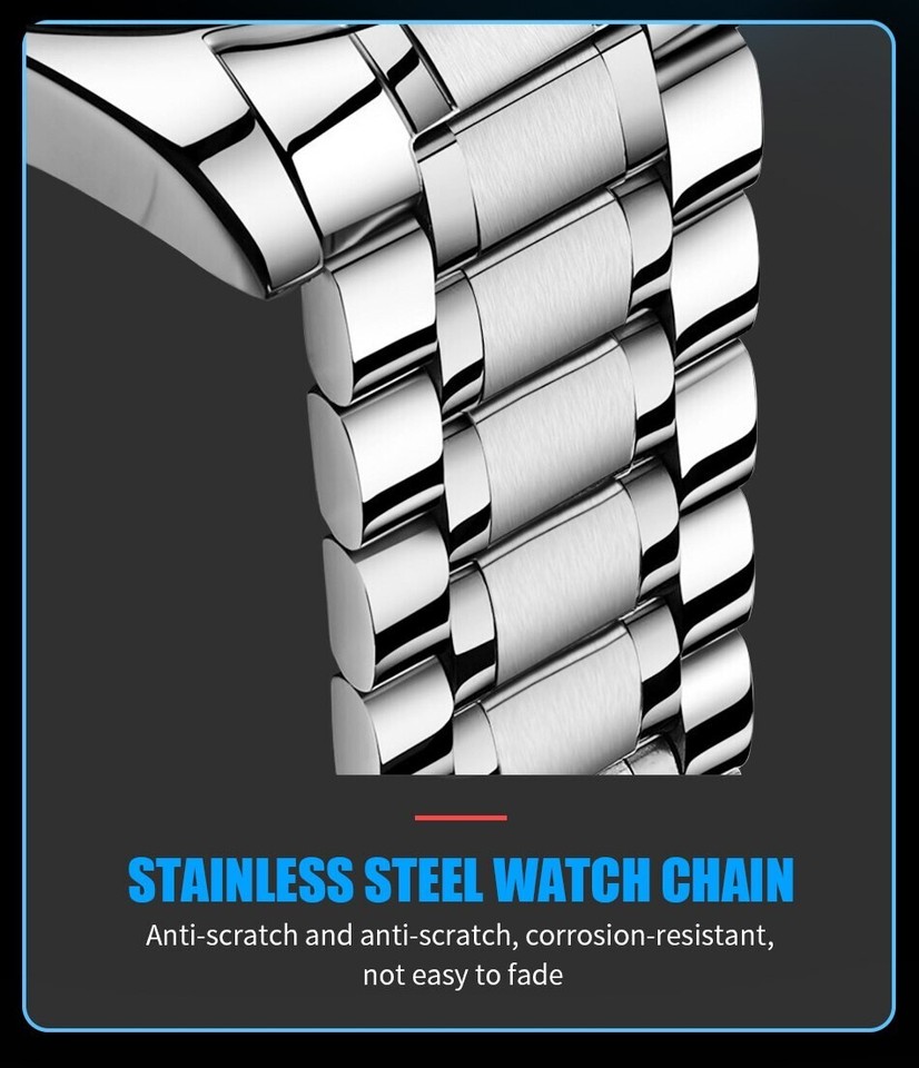 LIGE Mens Wristwatch Luxury Quartz Chronagraph Waterproof Sports Silver ...