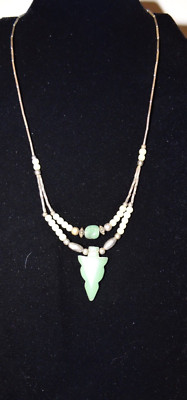 Vintage Necklace Jade Arrow Head with Jade Beads and Indian silver | eBay